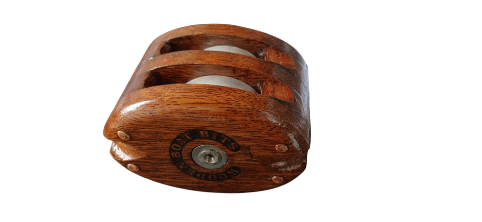 MEDIUM DOUBLE STROP BLOCK with PLAIN SOLID BEARINGS – WOODEN BOAT BITS